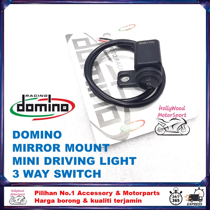 DOMINO UNIVERSAL 3 WAY SWITCH MOTORCYCLE / WATERPROOF MIRROR MOUNT MINI ...