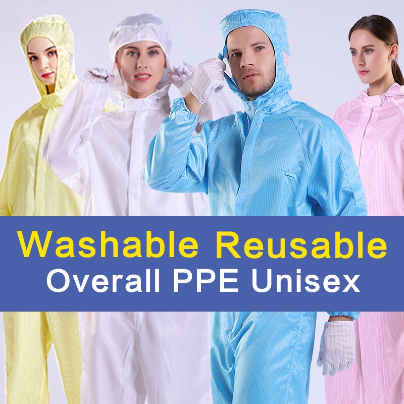 PPE Jumpsuit Clean Room Suit Washable esd Coverall Anti Static Working ...