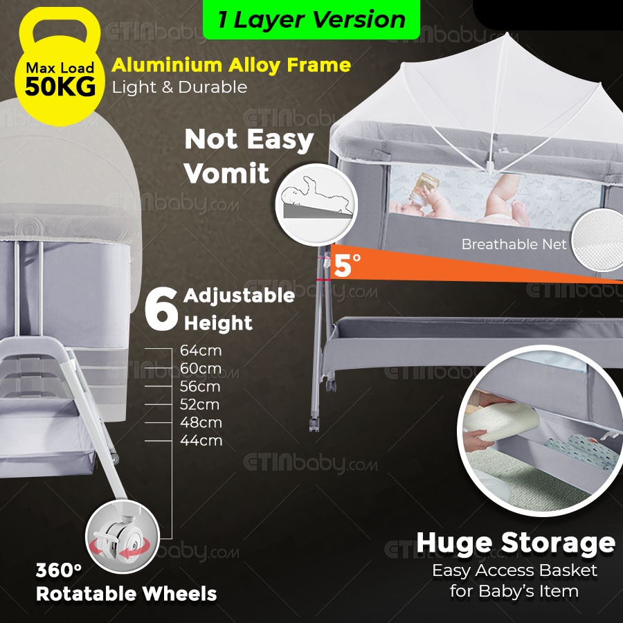 Foldable Baby Cot Katil Baby Portable Baby Swing Bed Travel Newborn ...