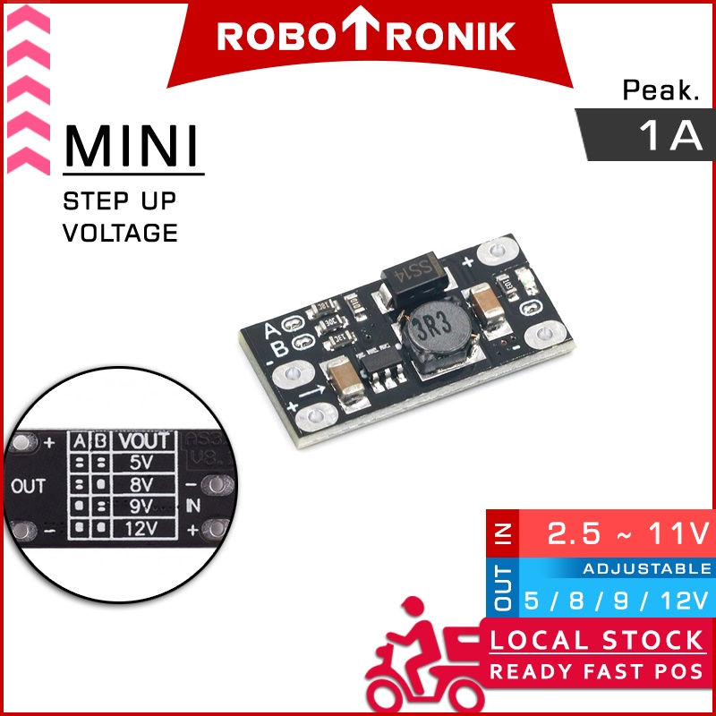 DC Step Up Mini (Adjustable Voltage) 1A.max 12V Boost Converter ...