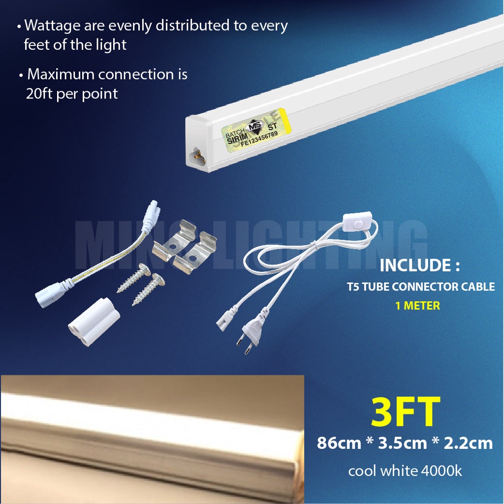 (Sirim) Premium LED T5 Tube Light Complete Set Drop Curve Ceiling Light Lampu Plaster Siling ...