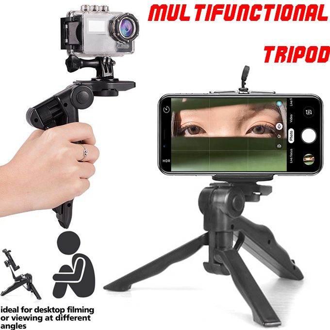 2 in 1 Portable Mini Handheld Video Camera Stabilizer Tripod Phone Grip ...