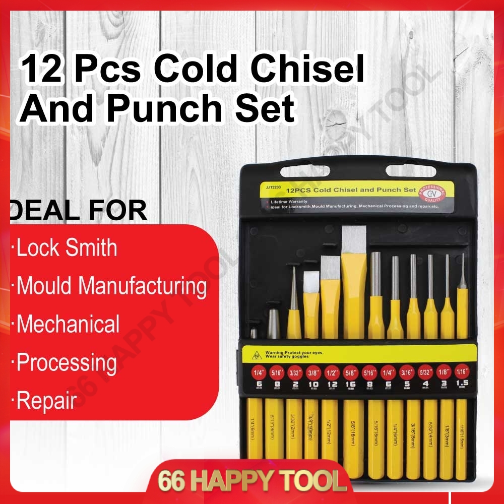 12pcs Cold Chisel And Punch Set Chrome Vanadium High Quality DIY Tool ...