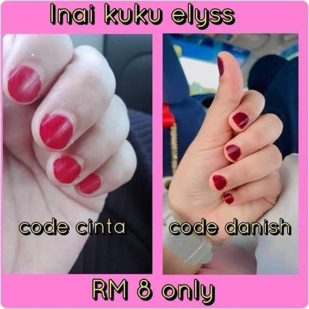 INAI KUKU ELYSS HALAL MESRA WUDUK | HENNA NAIL MURAH MERAH | INAI CALIT ...