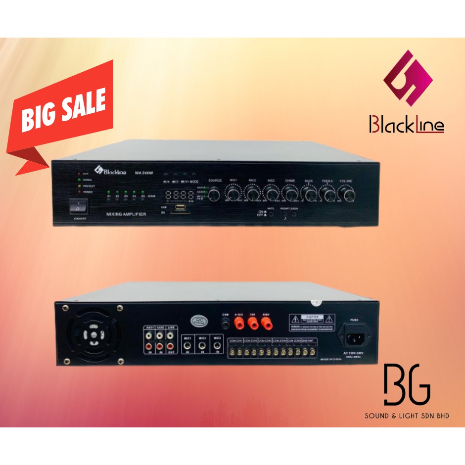 Blackline A5240e 240W Public Address PA System Mixing Amplifier With 3 ...