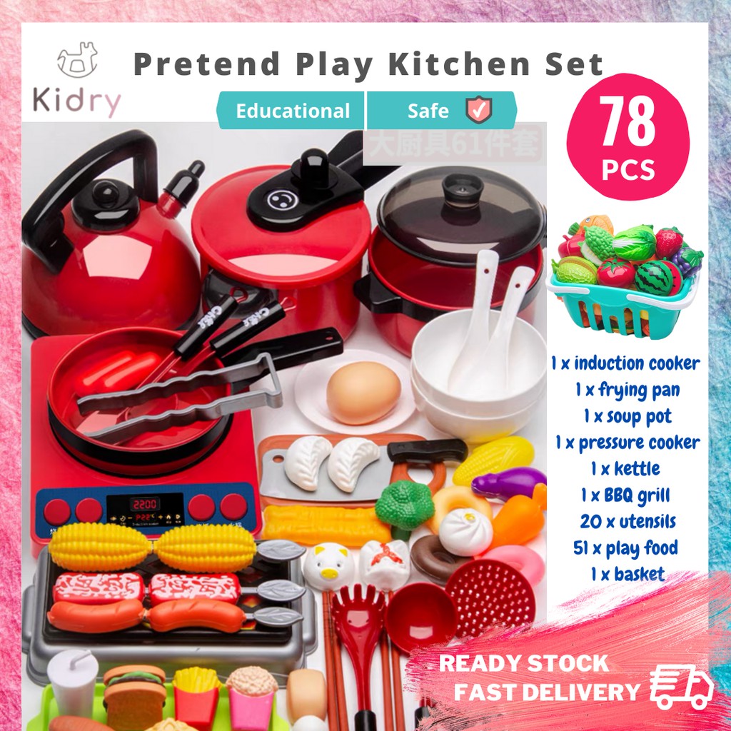 Pretend Play Home Mini Kitchen Playset Cooking Set Cooker Utensils Play ...