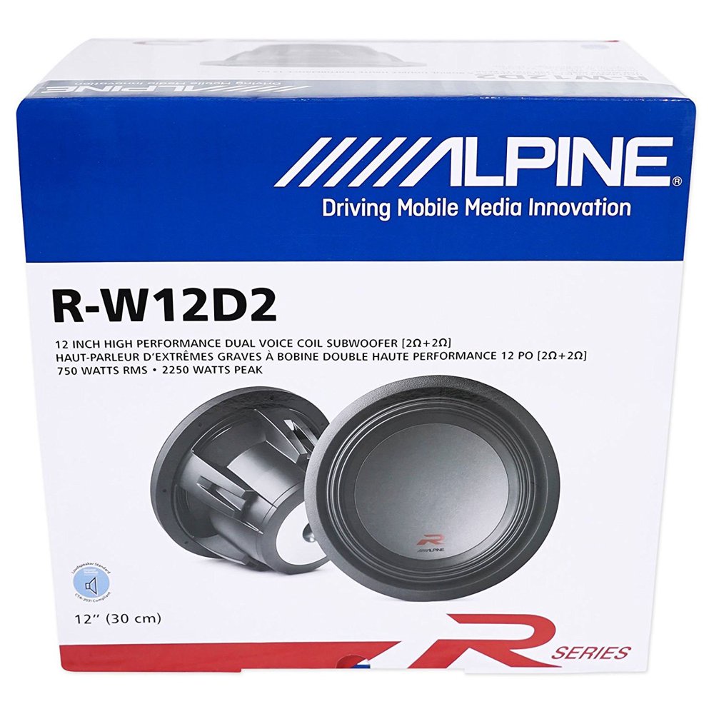 [FREE GIFT] ALPINE R-W12D2 R-Series 12 Inch DVC Subwoofer with Dual 2-ohm Voice Coils 750W RMS ...