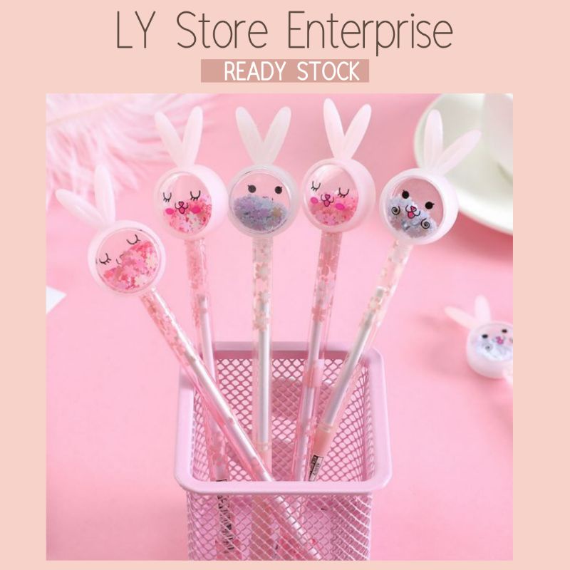 Rabbit Glitter Cute Pen Cute Rabbit Ear Pen Girl Pen | Shopee Malaysia