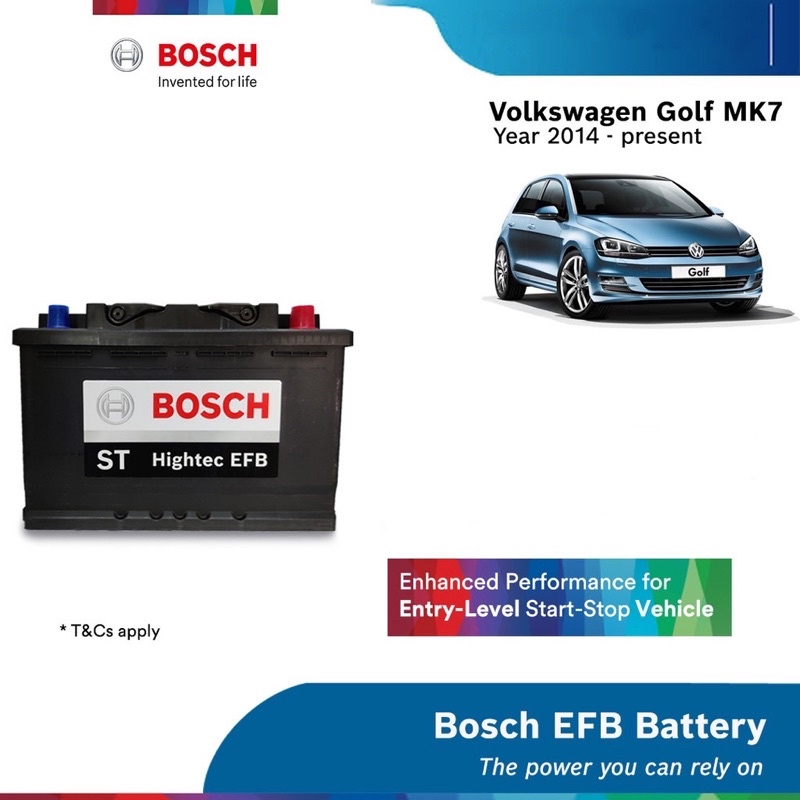 Bosch ST Hightec EFB LN3 / DIN70 Battery for VW Golf MK7 (12-month ...