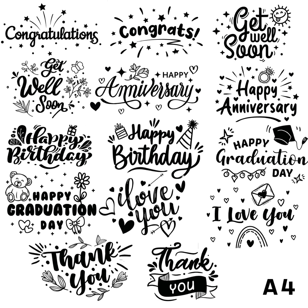 SHIOK B1F1 A4 Balloon Sticker Congratulation GetWellSoon Anniversary ...