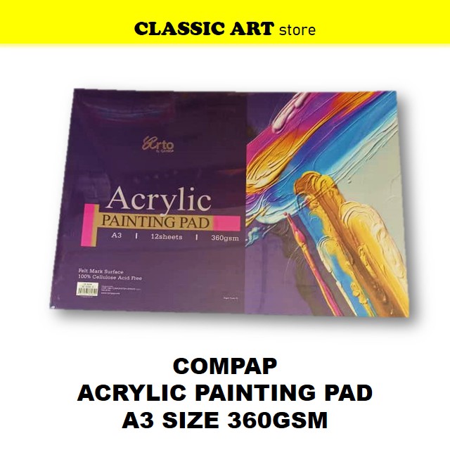 Campap Acrylic Painting Pad - A3 size - 360gsm - 12 sheets | Shopee ...