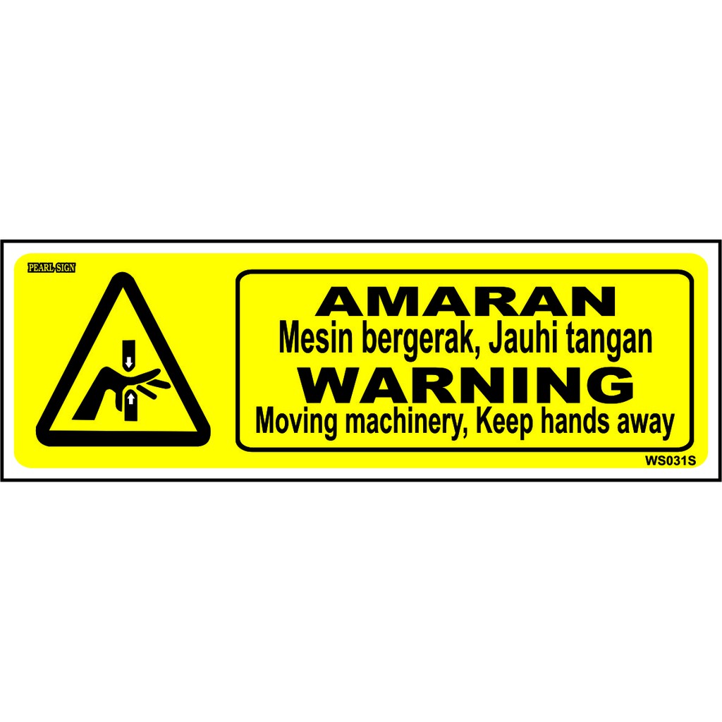 WARNING SAFETY SIGN "MOVING MACHINERY,KEEP HAND AWAY" STICKER(100X300MM ...