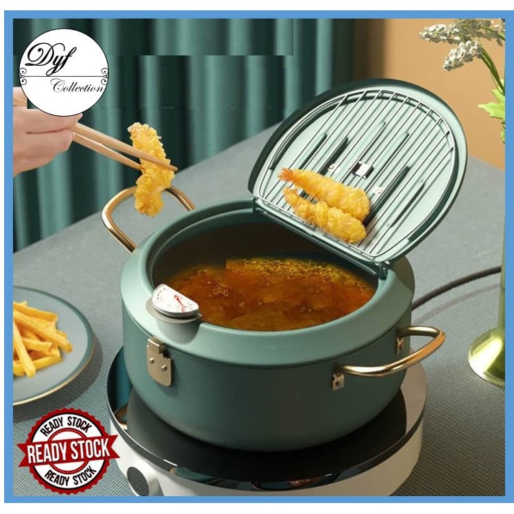 [Ready Stock] JAPANESE TEMPURA DEEP FRYER COOKER 304 WITH THERMOMETER ...