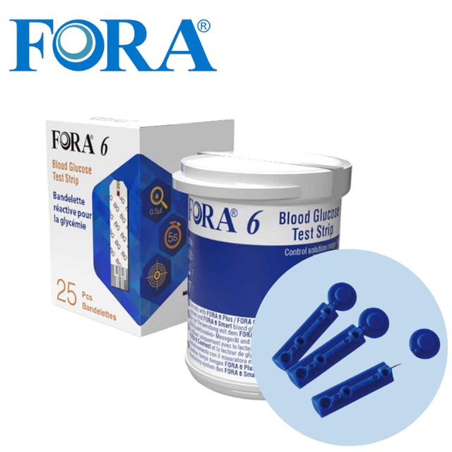 FORA 6 Blood Glucose Test Strips (25s') + Lancet (50s') Bundle Value ...