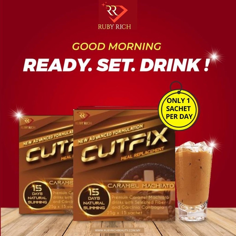 Ruby Rich Cutfix minuman meal replacement turunkan berat badan caramel machiato | Shopee Malaysia