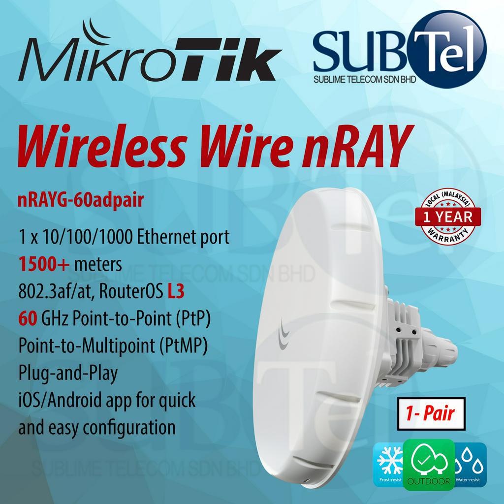 Mikrotik nRAYG-60adpair Wireless Wire nRAY Antenna Point to Point PtP ...