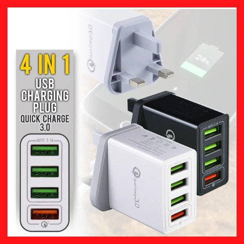 4 IN 1 Quick Charge 3.0 USB Charging 4-Port Plug ( 1pc ) | Shopee Malaysia
