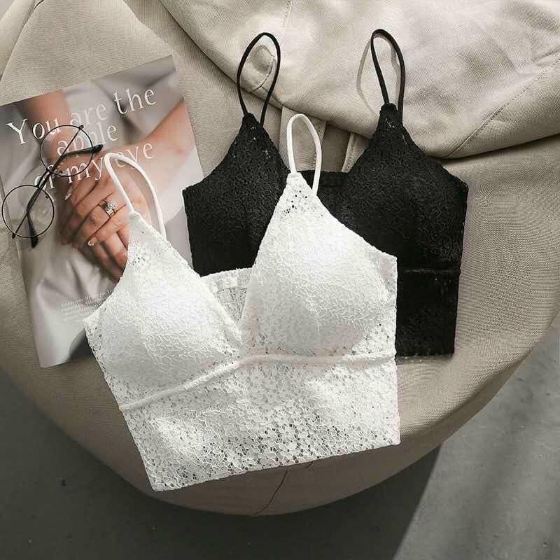 Long Flower Lace Bra White Black Shopee Malaysia