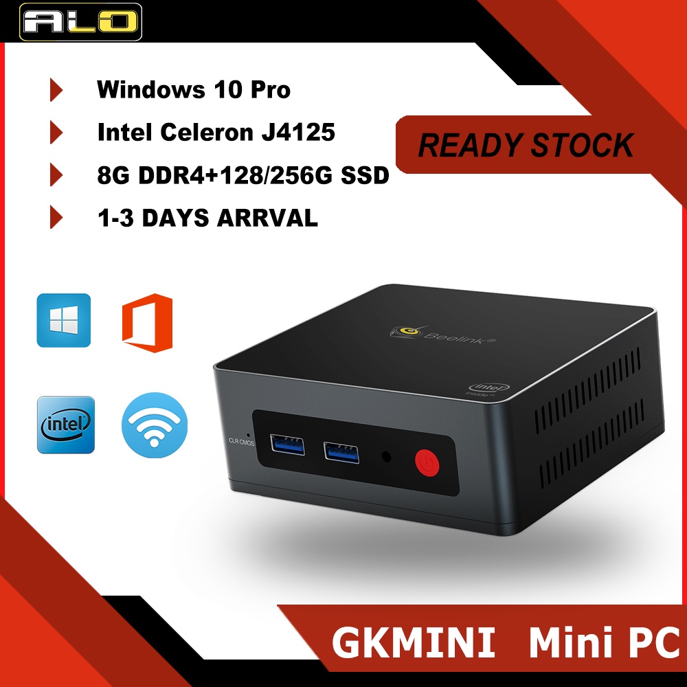 🔥Pre-activated Win10 Pro🔥 ALO GKMINI Mini PC Intel Celeron J4125 4GB RAM 128GB ROM Portable Work ...