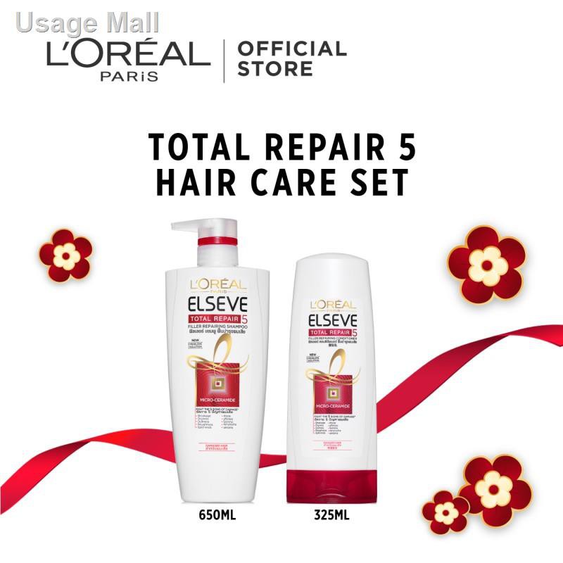 ☎L'Oreal Paris Elseve Total Repair 5 Shampoo (650ml) + Conditioner Hair ...