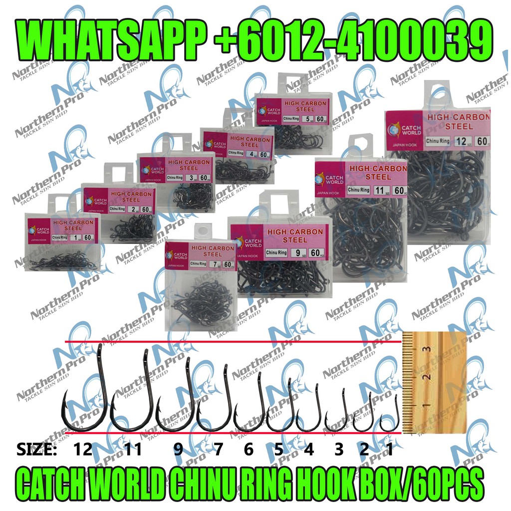 [24H SHIPS] Catch World Chinu Ring Hook 60 pcs/Box Mata Kail Pancing ...