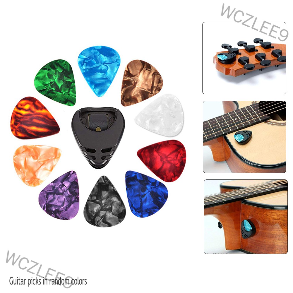 WCZLEE9 10 Pcs Guitar Picks & Guitar Pick Holder Set for Acoustic ...