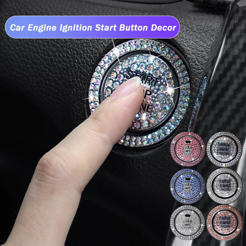 Car Engine Ignition Start Button Decor Ring Crystal Sticker Start Stop ...