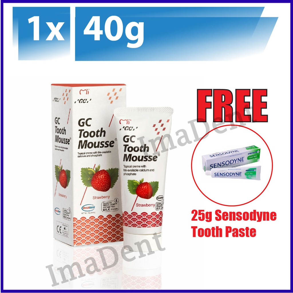 GC Tooth Mousse 40g 35ml Strawberry flavour FREE Sensodyne Toothpaste ...