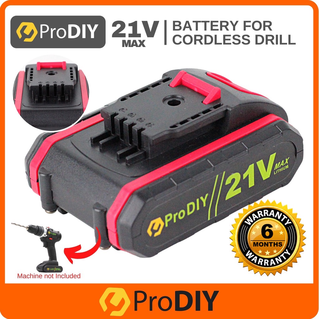 PRODIY 21V Battery Lithium Replacement Li-Ion for Cordless Drill ProDIY ...