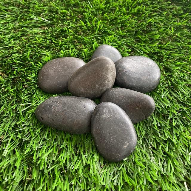 1KG Black Polished Pebble Gardening Landscape Decor Massage Stone Batu ...