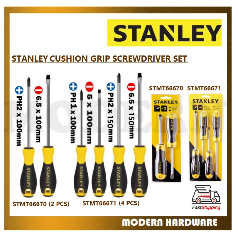 STANLEY 2PCS /4PCS CUSHION GRIP SCREWDRIVER SET (STMT66670)&(STMT66671 ...
