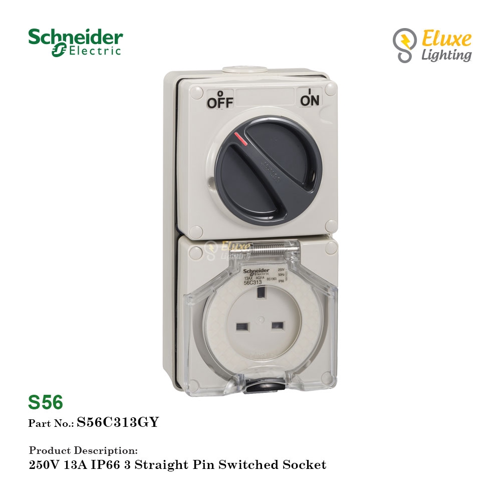 SCHNEIDER S56 SERIES S56C313GY/S56SO313GY SWITCHED SOCKETS | Shopee ...