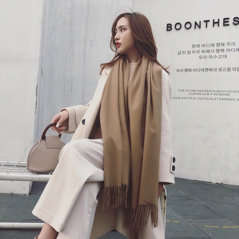 2022 winter imitation cashmere scarf women's solid color men's ...