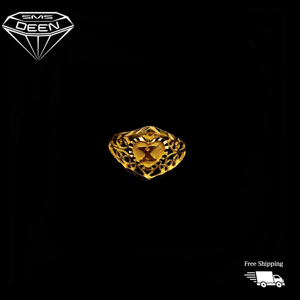 SMS DEEN Fancy Alphabet X Ring, ±4.1GM - Gold 916 Emas - Cincin Huruf X ...