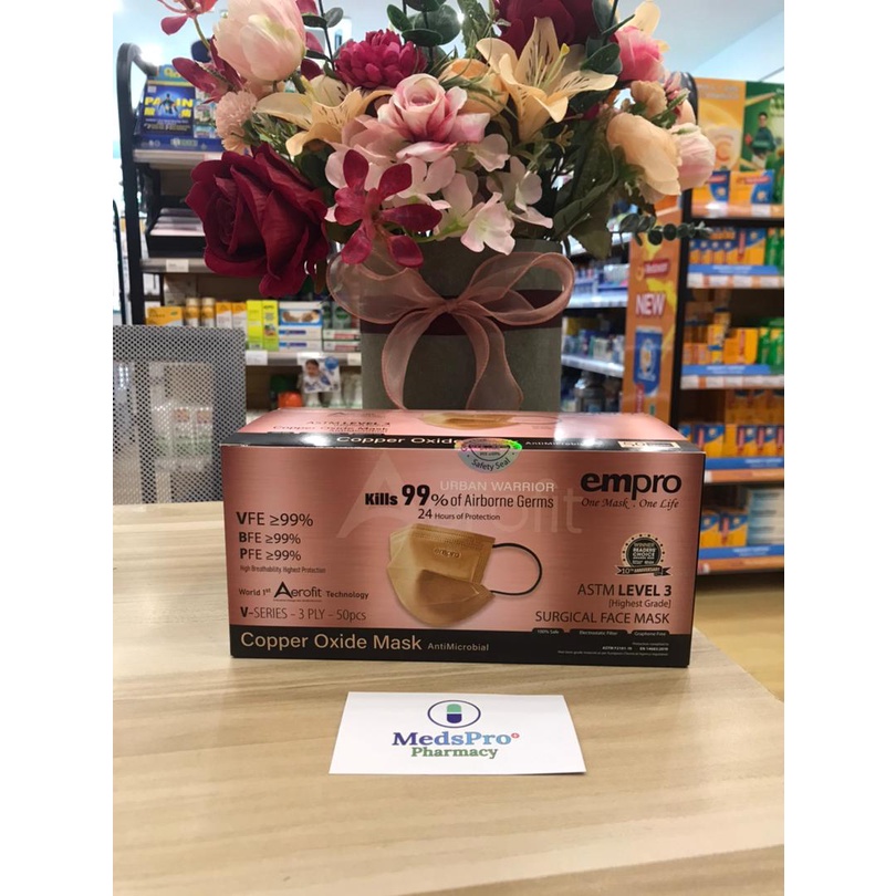 MEDSPRO EMPRO V SERIES AEROFIT COPPER OXIDE SUGICAL FACE MASK 3 PLY ...