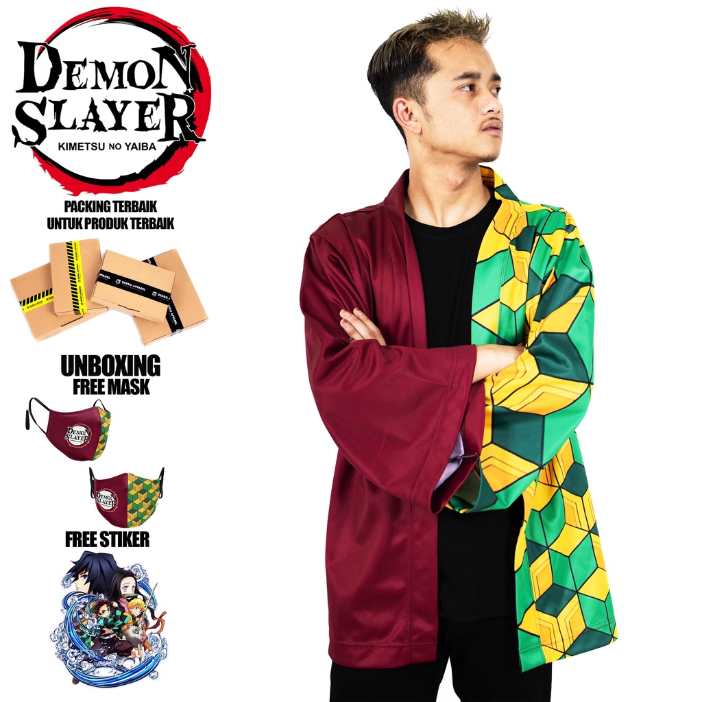 GIYU TOMIOKA ANIME DEMON SLAYER HAORI KIMONO ROBE | Shopee Malaysia
