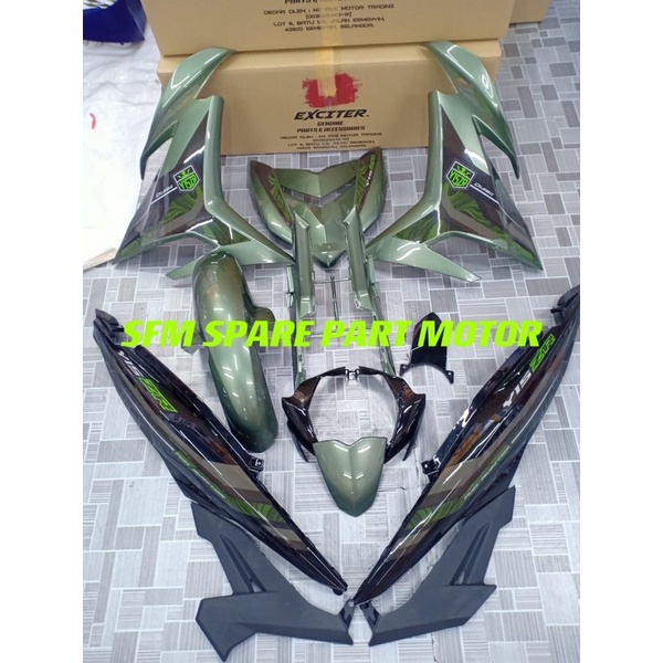 Coverset Exciter Y15 V2 Hijau Lumut 2022 stiker tanam | Shopee Malaysia
