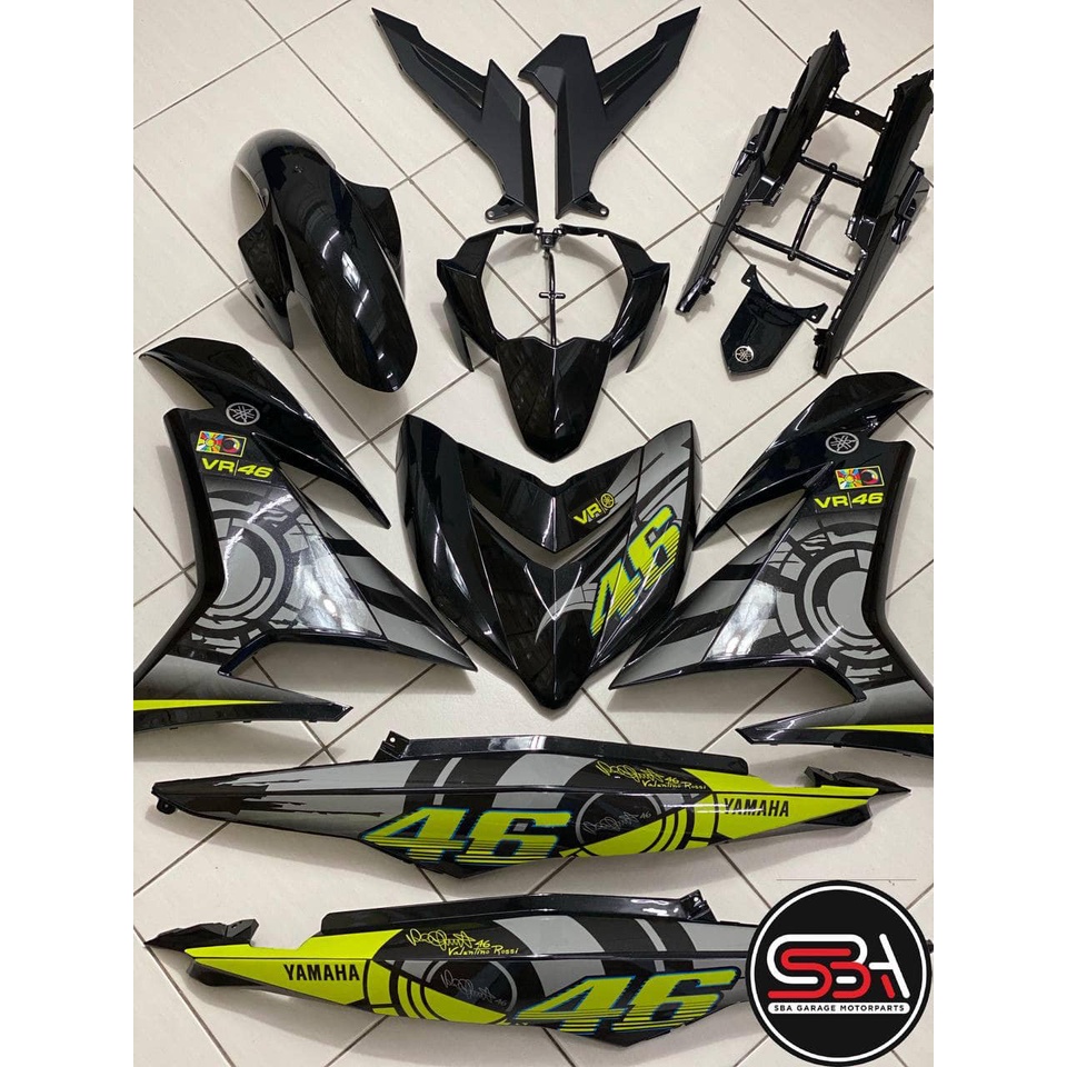 YAMAHA BODYSET Y15 Ysuku Y15zr V1 V2 HITAM 46 BLACK SPECIAL EDITION SILVER STRIPE TANAM CLEAR 2K ...