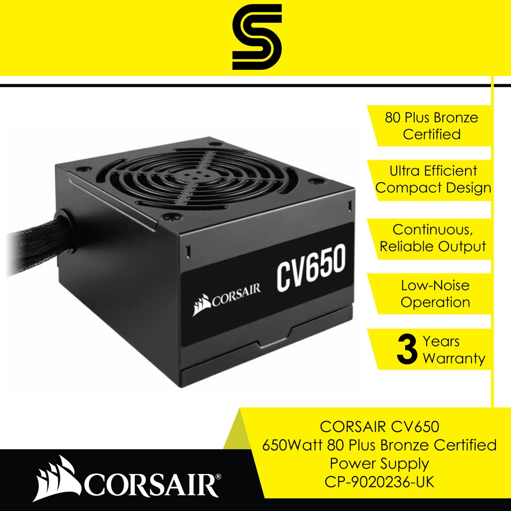 CORSAIR CV650 650Watt 80 Plus Bronze Certified Power Supply - CP ...