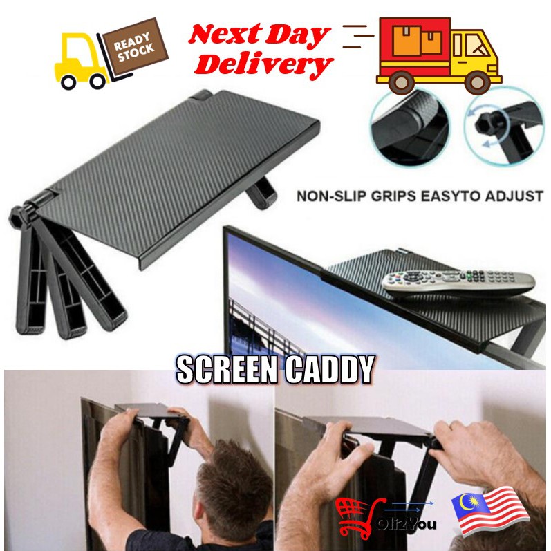 Adjustable Screen Caddy TV Top Shelf Display Rack Organizer Storage ...