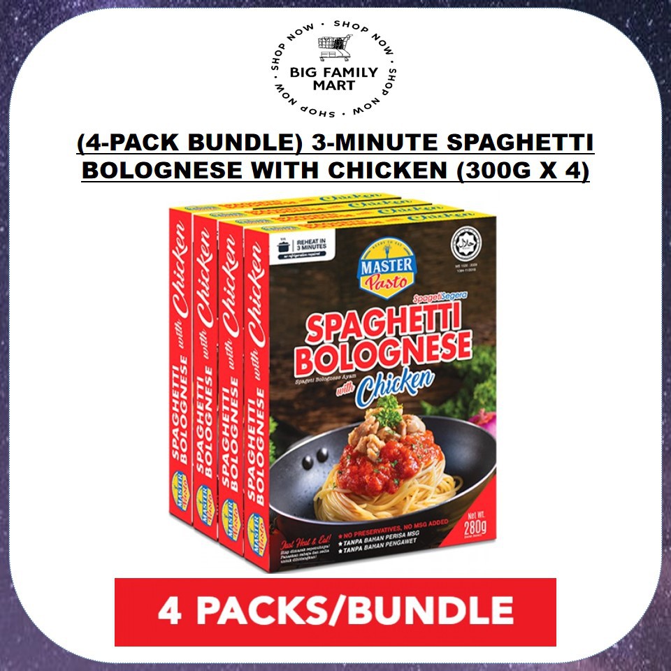 (4-PACK BUNDLE) 3-MINUTE SPAGHETTI BOLOGNESE WITH CHICKEN (300G X 4) | Shopee Malaysia