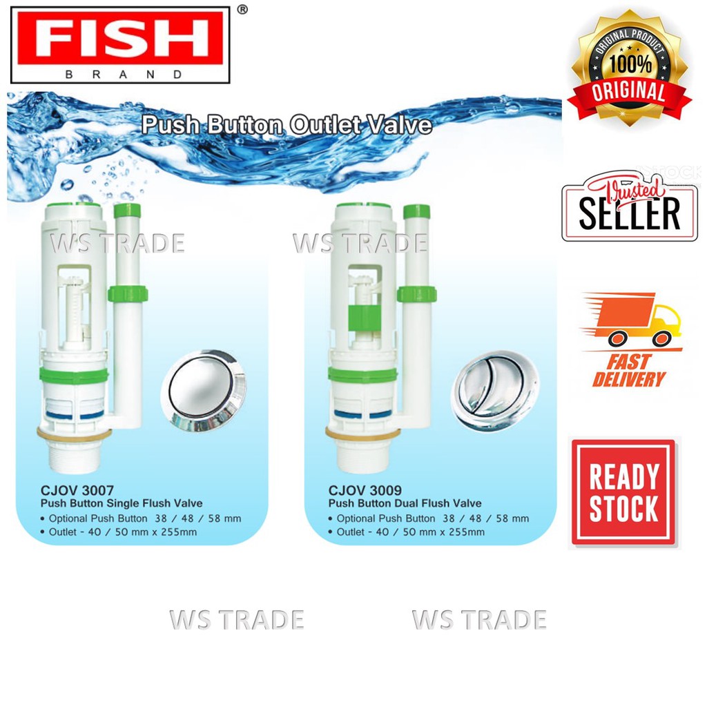 CJOV 3007 / 3009 FISH Brand Push Button Single / Dual Flush Toilet ...