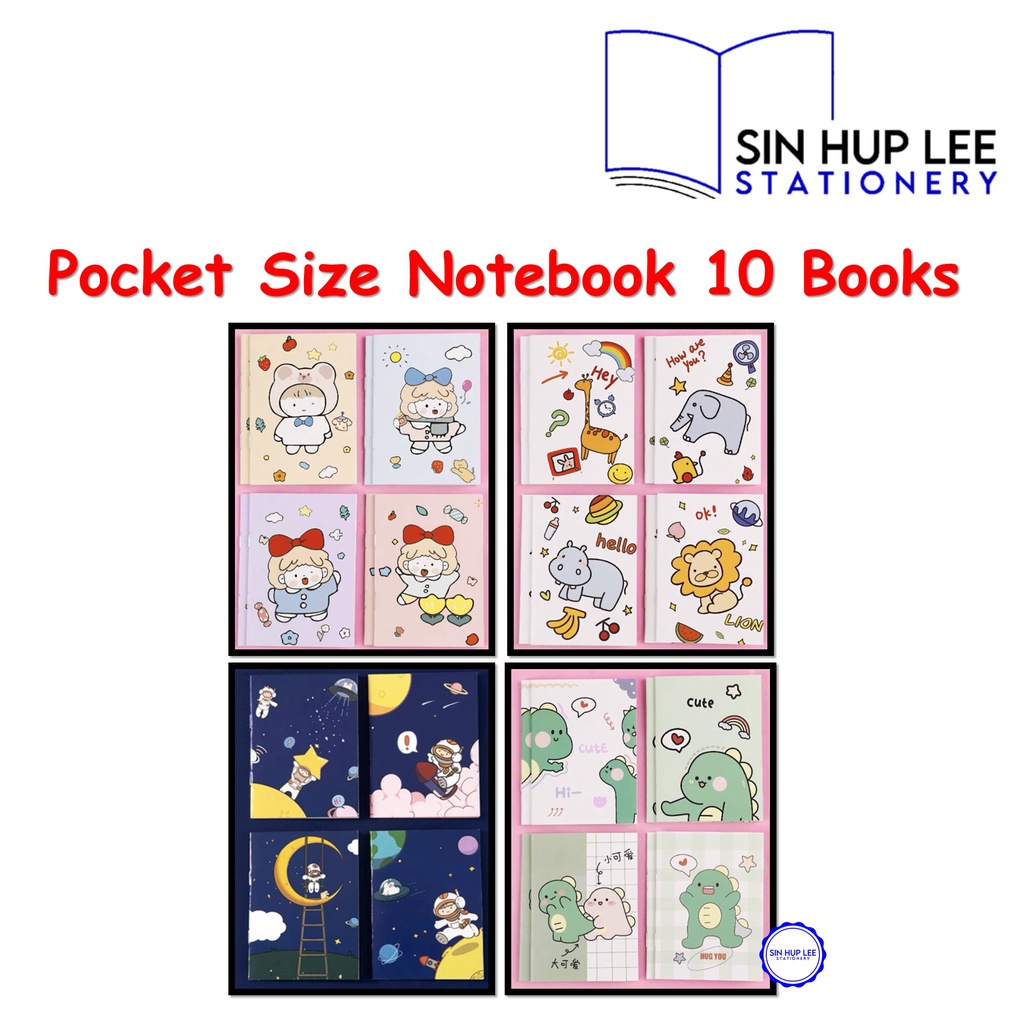 Cute Cartoon Pocket Size Notebook / Mini Note Book (1 Pack / 10 Books ...