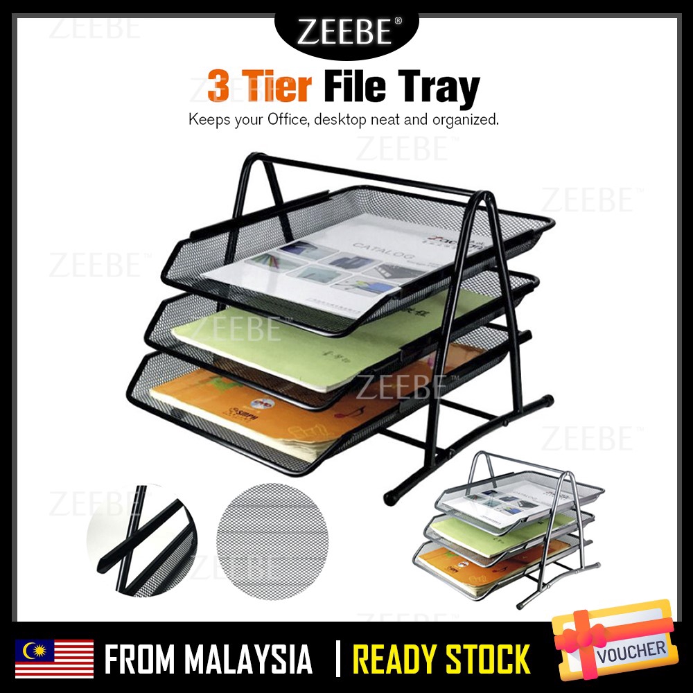 ZEEBE 3-Tier Stationery Tray for Paper Storage and a Shelf Rack ...