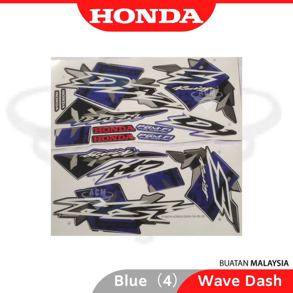 HONDA Wave Dash Body Cover Set Coverset Stripe Strike Sticker Wave Dash ...