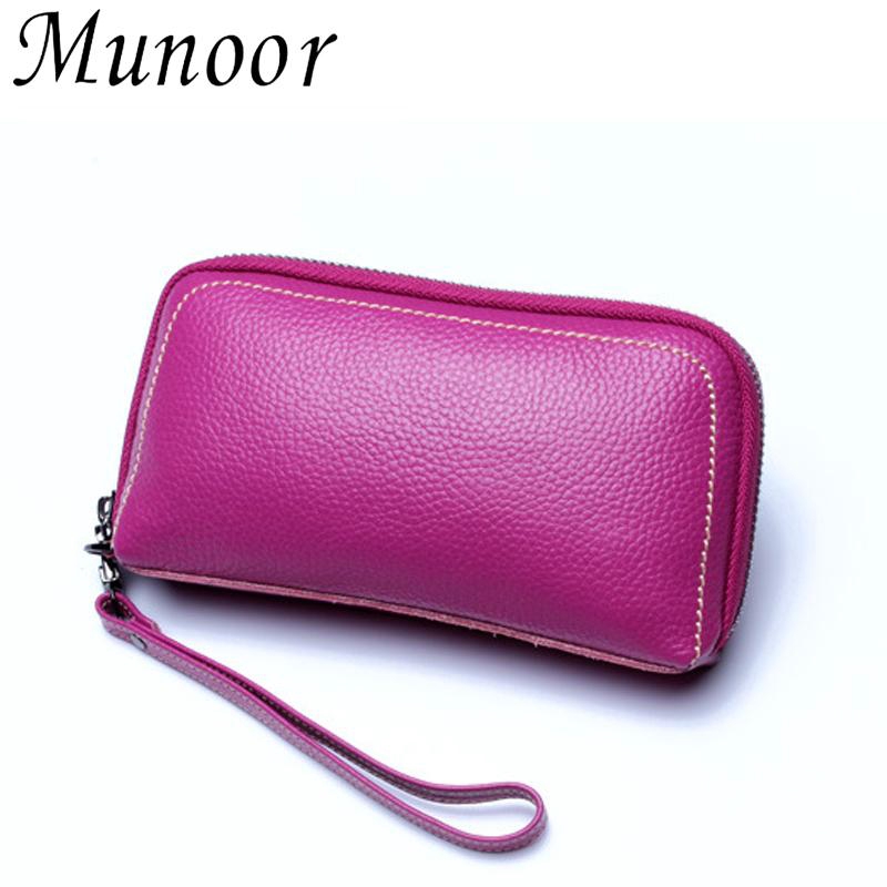 tulen tas Munoor 100% Genuine Leather Women Clutch Wallet Wristlets beg ...