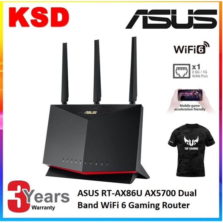 ASUS RT-AX86U AX5700 Dual Band WiFi 6 Gaming Router (Free TUF Gaming T ...