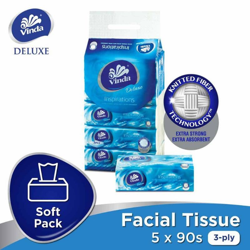 Vinda Deluxe Tissue Soft Pack 3ply 90s X 5packs READY STOCK | Shopee ...
