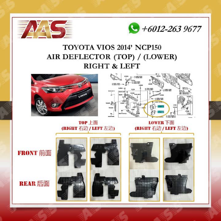 TOYOTA VIOS 2014' NCP150 AIR DEFLECTOR (TOP) (LOWER) RIGHT / LEFT ...