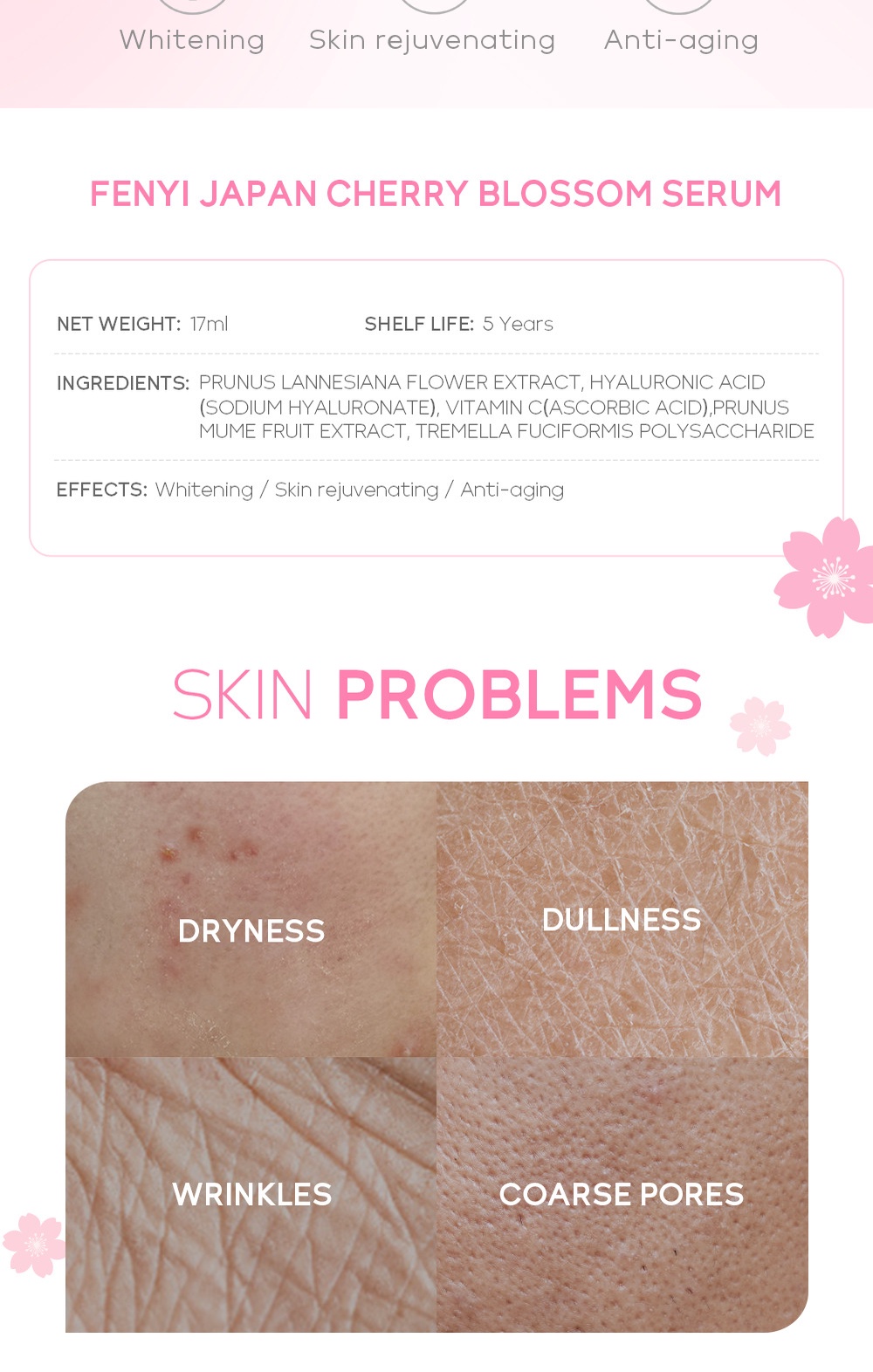 LAIKOU FENYI Japan Cherry Blossom Serum Skin Rejuvenating Whitening ...